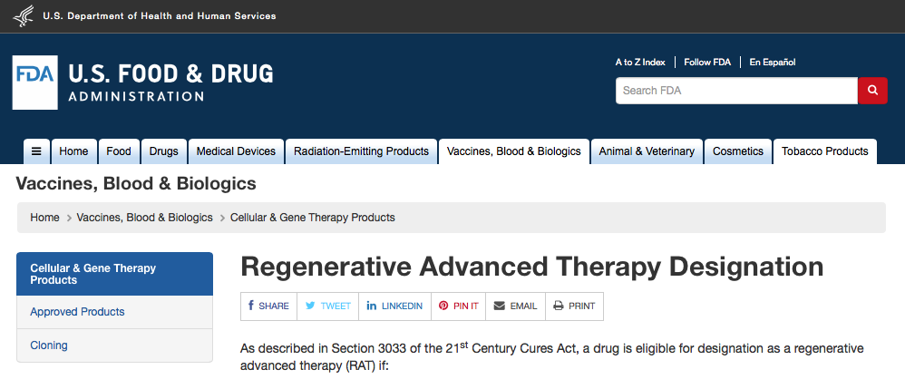 FDA Regenerative Advanced Therapy Designation Rules Are Up in Response ...